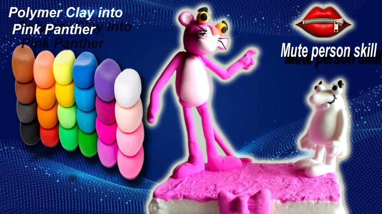 Pink Panther made of clay || Polymer clay into Pink Panther || how to ...