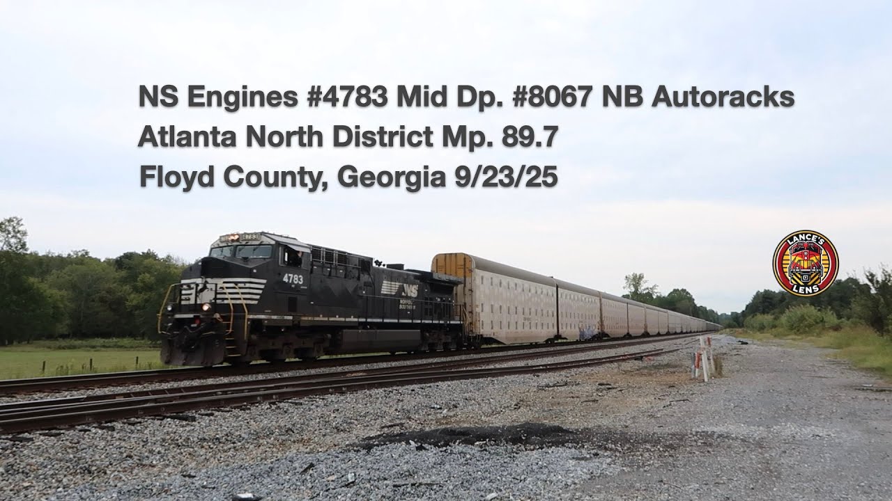 NS Engines #4783 Mid Dp #8067 NB Autoracks Floyd County, Georgia 9/23 ...