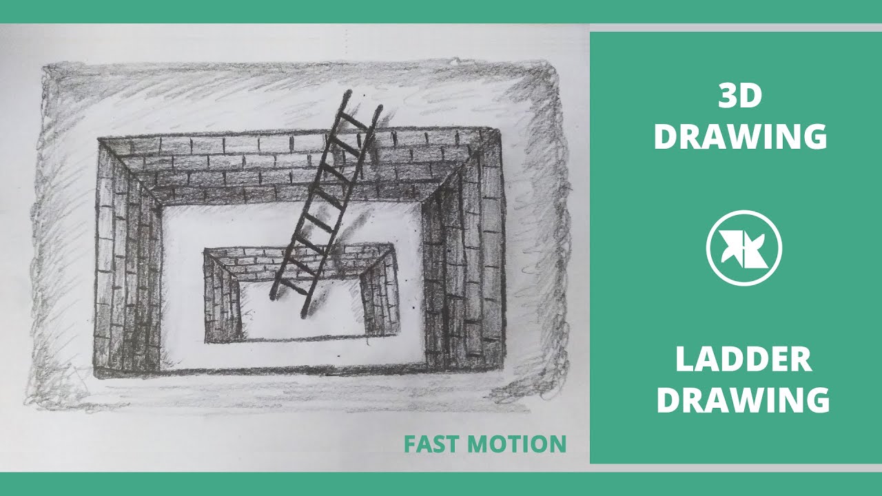 How to draw 3D Ladder Stairs Art | Drawing 3D Ladder Stairs to the ...