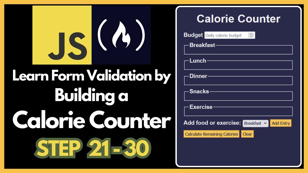 Freecodecamp Javascript Learn Form Validation By Building A Calorie 0833