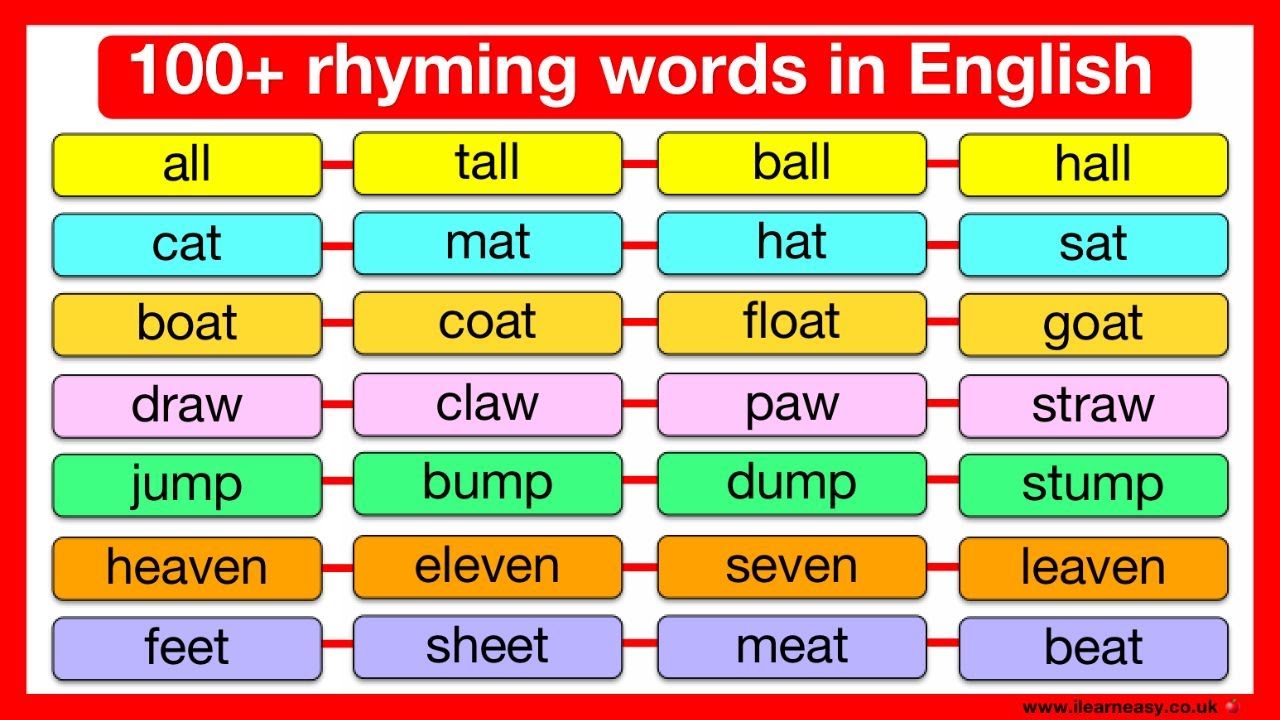 100+ Rhyming Words 🤔 | What are rhyming words? | Learn with examples ...