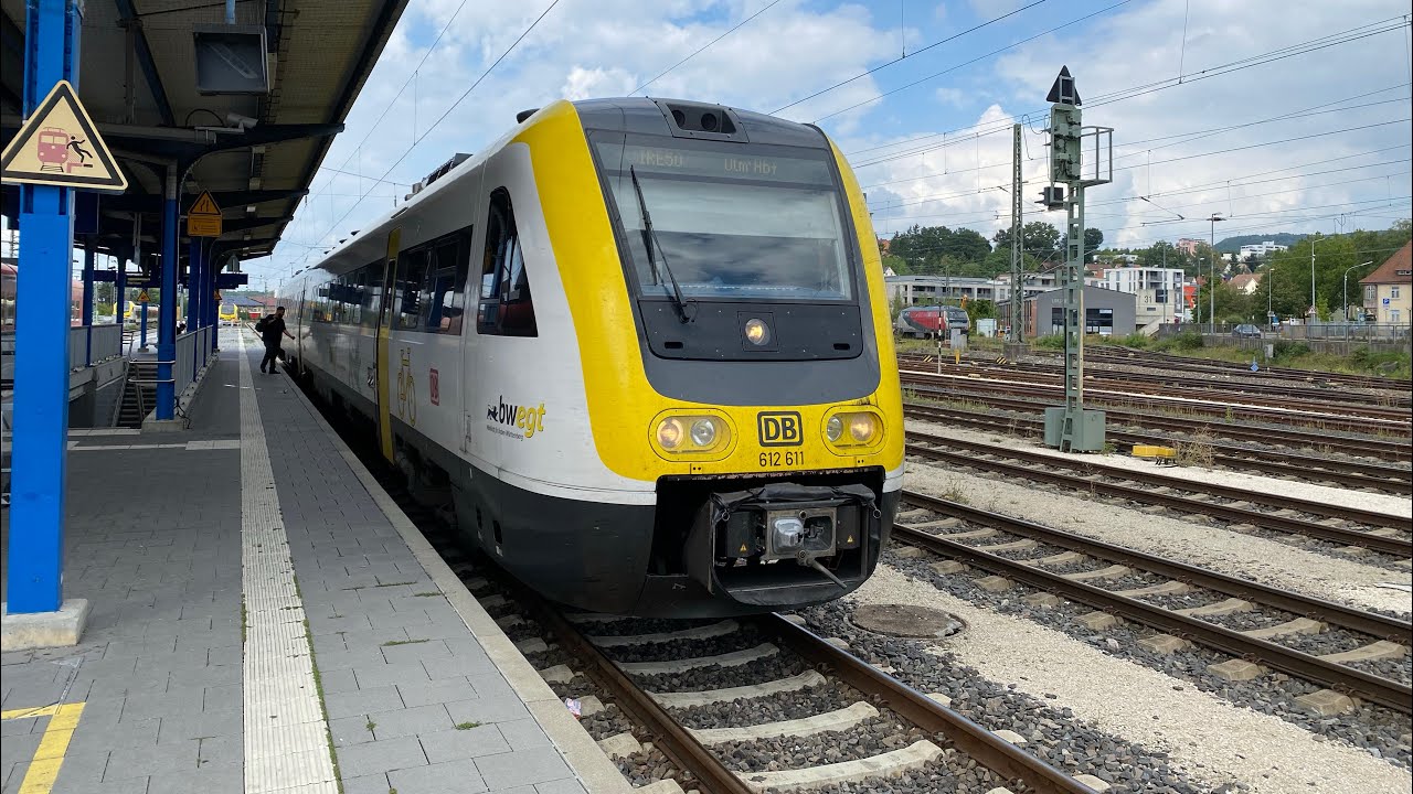 Mit der Br 612 als IRE 50 von Ulm Hbf nach Aalen Hbf mit fettem Sound ...