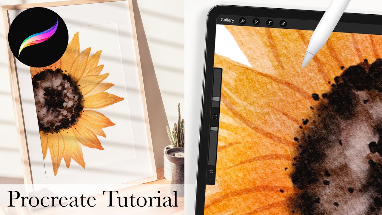 easy Sunflower Watercolor Tutorial for Procreate // How to paint a ...