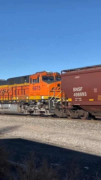 2 BNSF locomotives shoving southbound grain train through Castle Rock, Colorado #train #bnsf ...