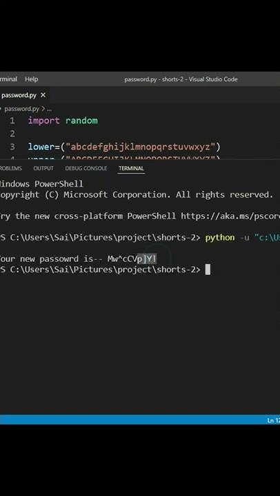 Random Password Generator in Python | Python for Beginners #shorts#ytshorts#youtubeshorts - YouTube
