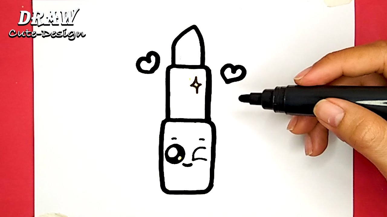 COMMENT DESSINER UN ROUGE À LÈVRES MIGNON, ÉTAPE PAR ÉTAPE, SIMPLE ...