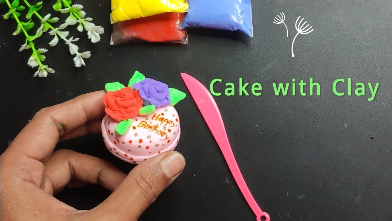 Handcraft DIY mini Birthday Cake with Clay - YouTube