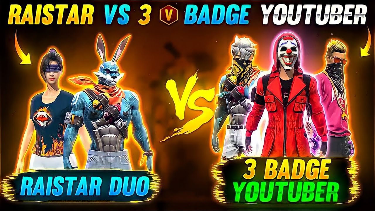 Raistar 2 vs 3 Badge Youtuber Clash Squad Custom Match - Garena Free ...