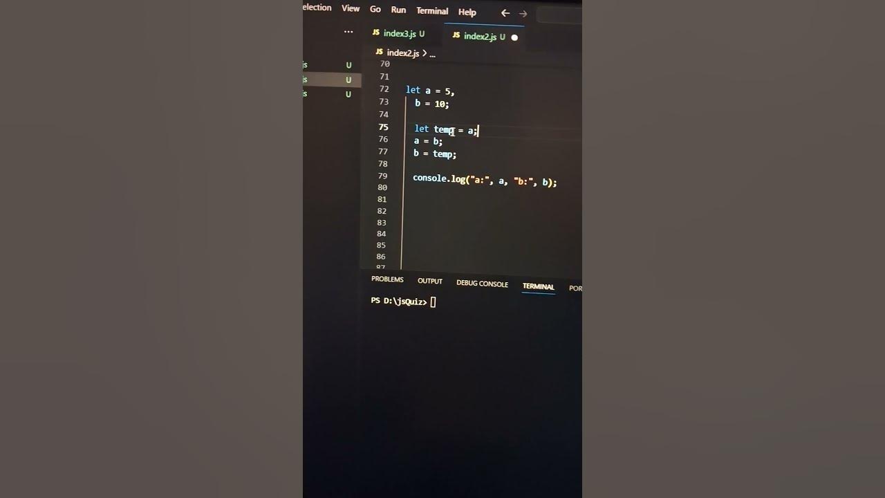 Swap Two Variables In Javascript Using A Temporary Variables