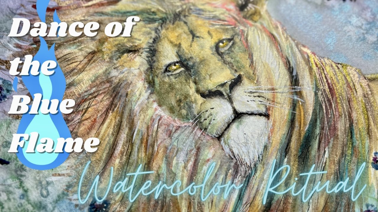 'Dance of the Blue Flame' Lion Watercolor Ritual Painting for Wolf ...