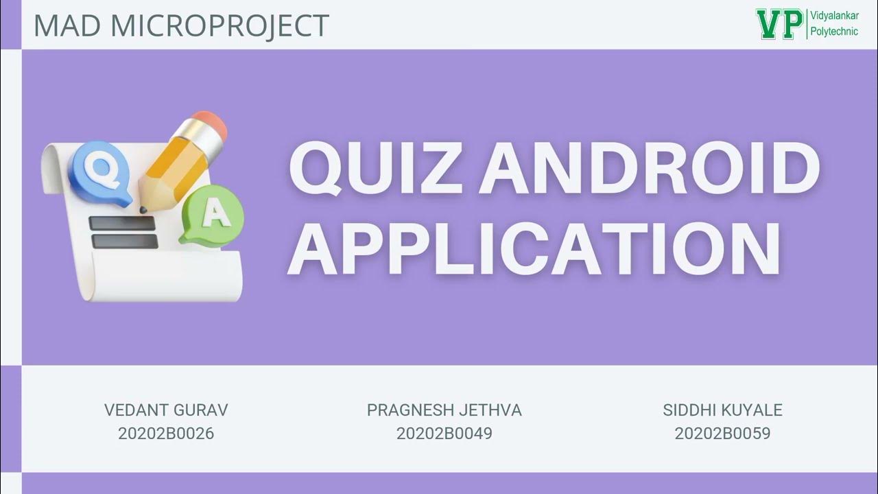 Quiz Android Application - MAD Microproject - YouTube