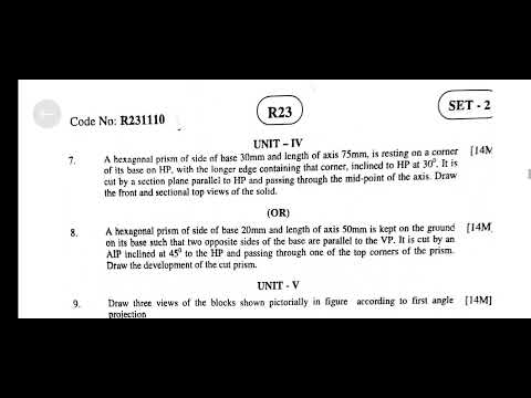 jntuk r23 - engineering graphics ( set1,2,3,4) 1st Btech semester examination papers - YouTube