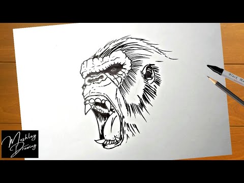 How to Draw King Kong Head - Drawing Tutorial Step by Step - YouTube