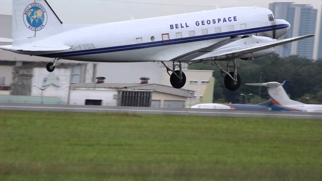 Bell Geospace Douglas (Basler) BT-67 Turbo-67 (DC-3) leaving WMSA - YouTube