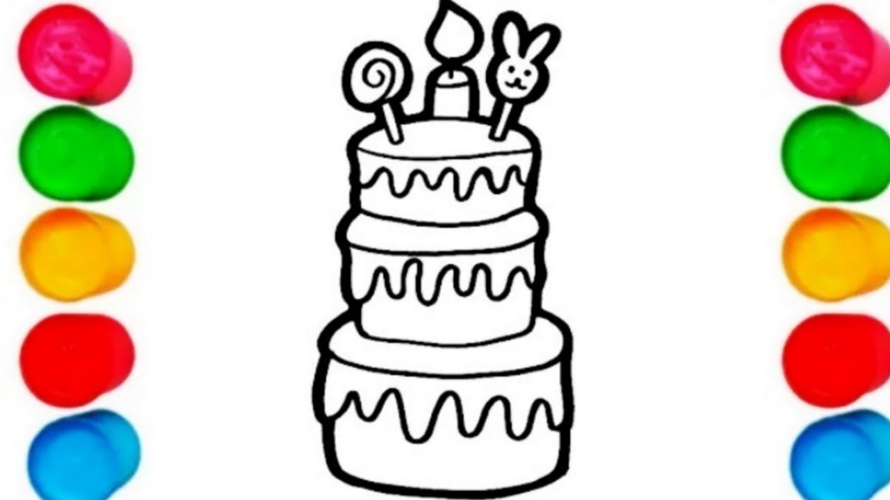 How To Draw cute Cherry 🍒 Cake Drawing, Painting & Coloring For Kids ...