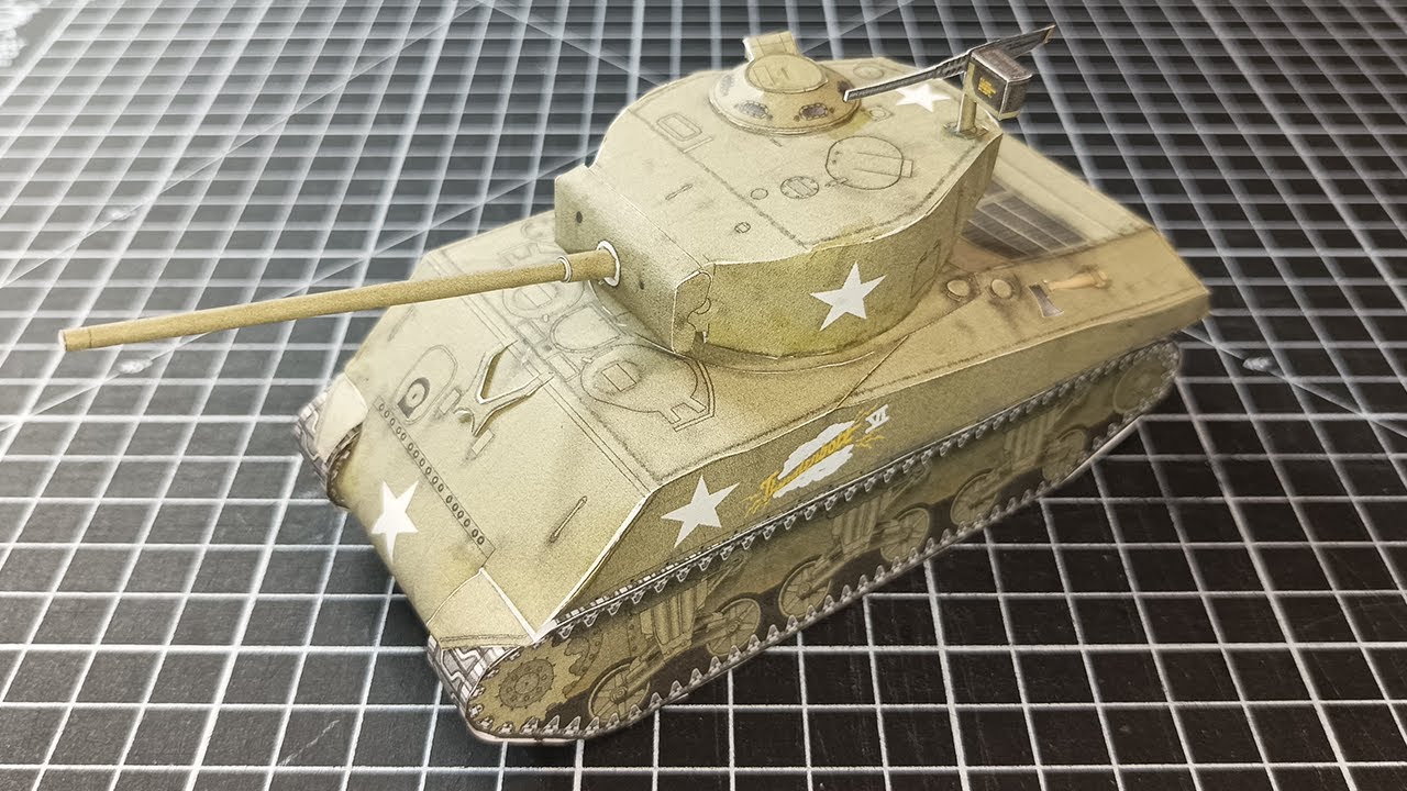 How to make Sherman M4 tank from paper - YouTube
