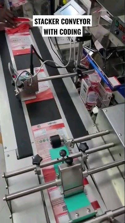 Stacker conveyor with coding / Bulk pouch MRP, Date coding machine #inkjetprinter # ...
