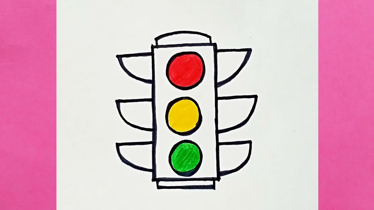 How to Draw TRAFFIC LIGHT || Traffic Signal Drawing || Rood Safety ...