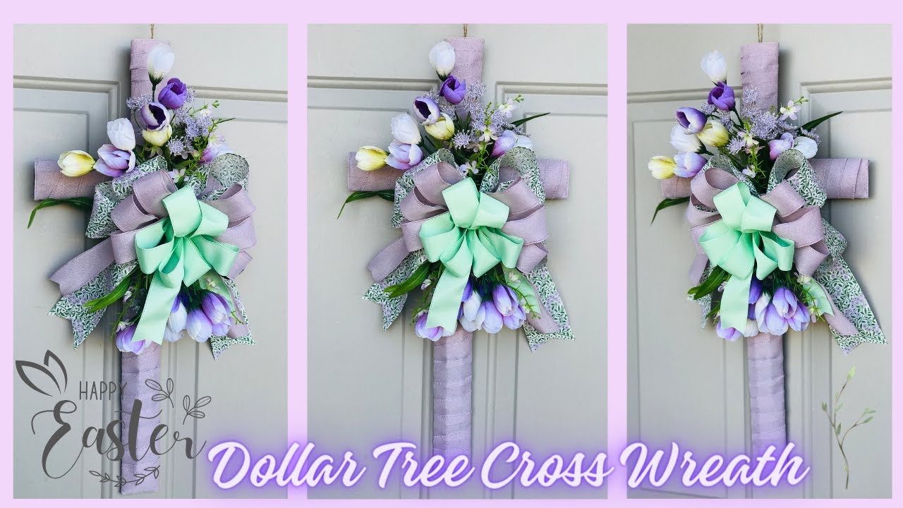 DOLLAR TREE CROSS WREATH - HOW TO MAKE A CROSS WREATH - HOW TO MAKE AN ...