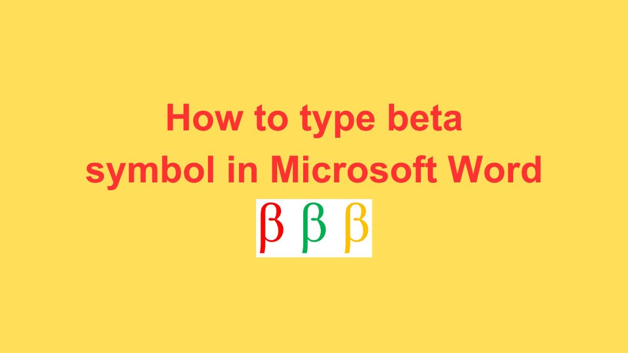 How to type beta symbol in Microsoft Word - YouTube