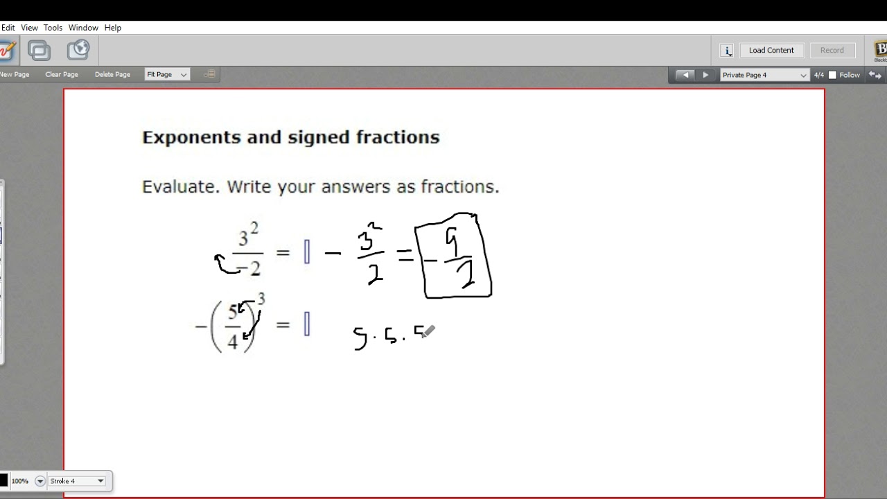 Exponents and signed fractions - YouTube