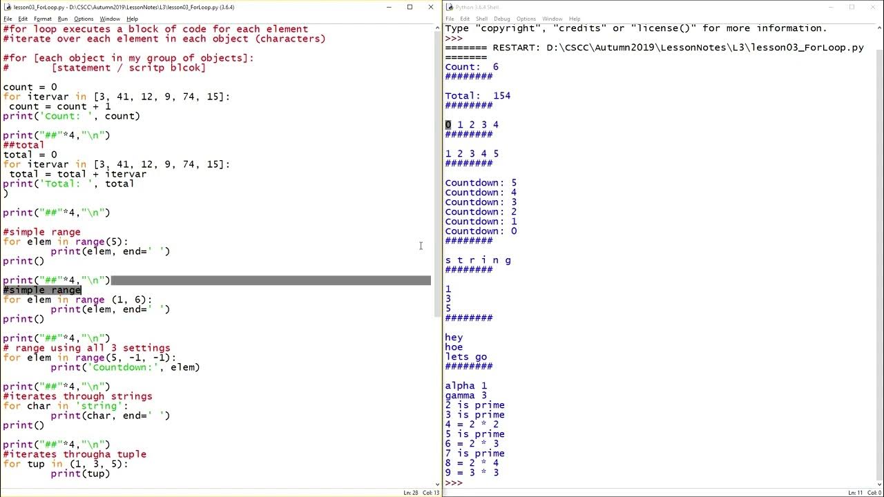 CSCC Wojton 2252 Lesson03 ForLoop Continue - YouTube