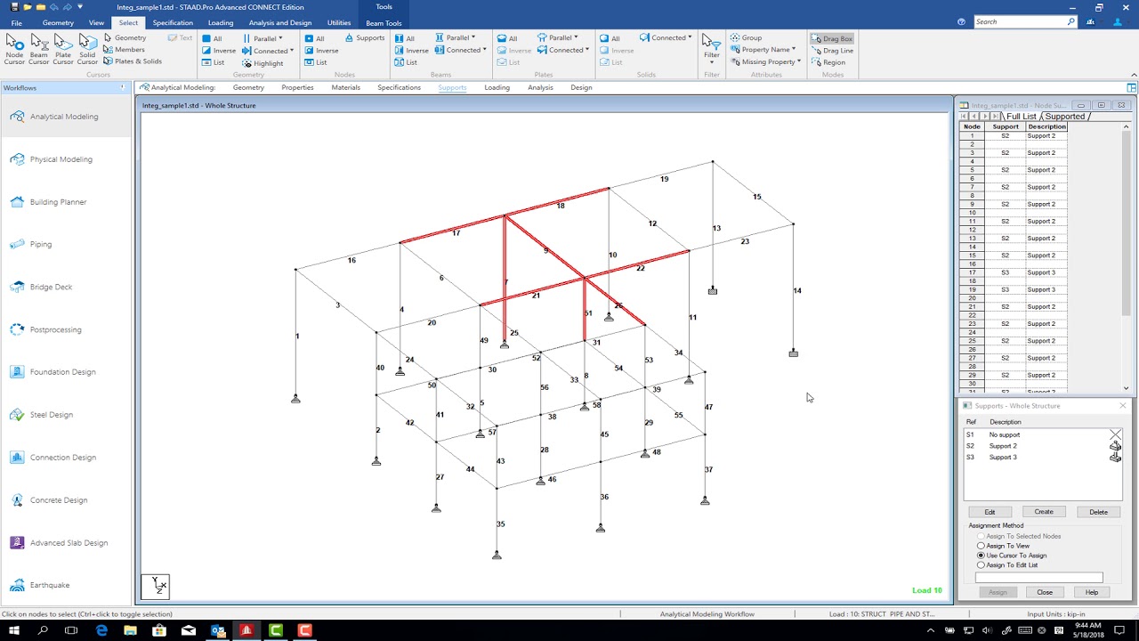 Selection options to STAAD - YouTube