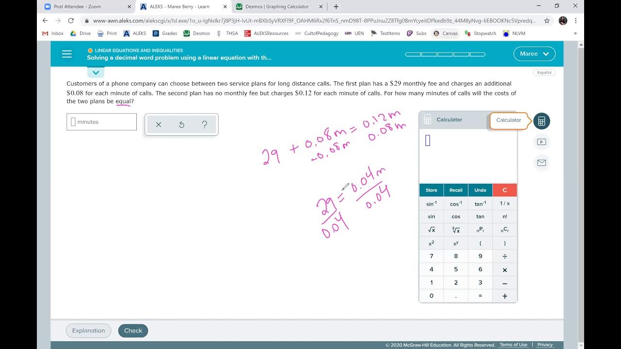 Solving A Decimal Word Problem Using A Linear Equation With The Variable On Both Sides Youtube