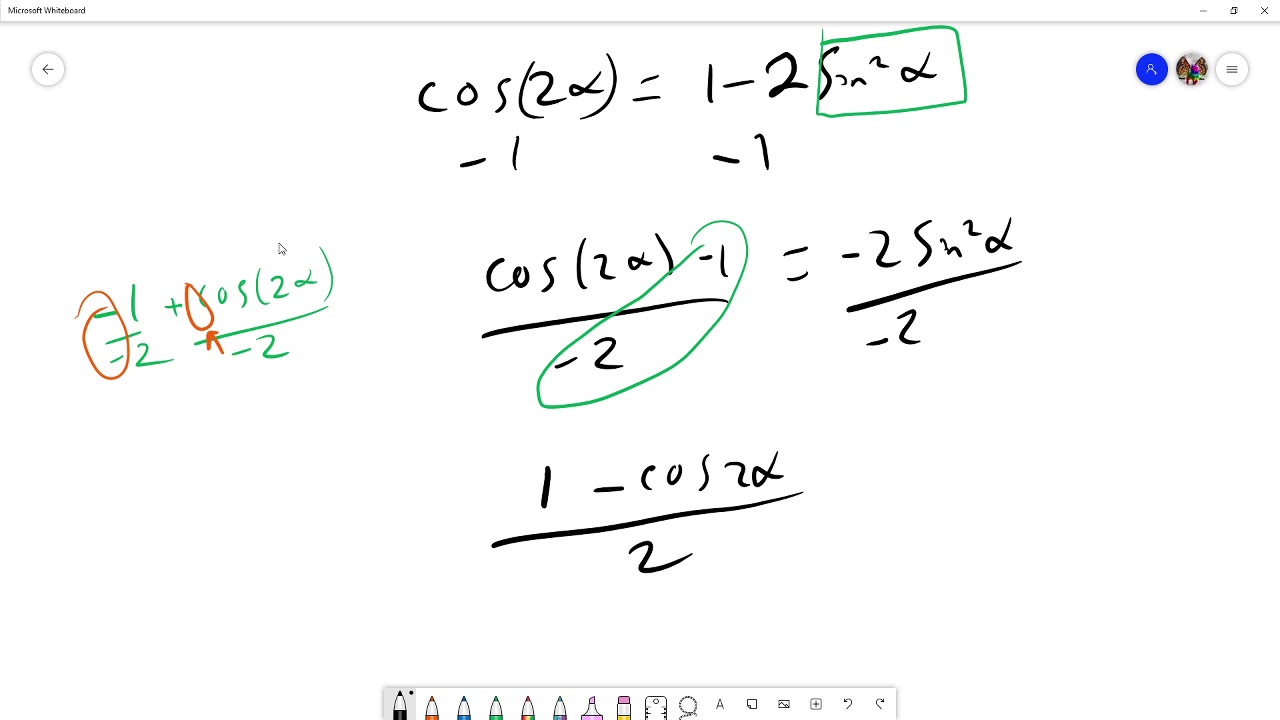 Precalculus 2.36: Deriving the Power Reduction Formulas for Sine ...