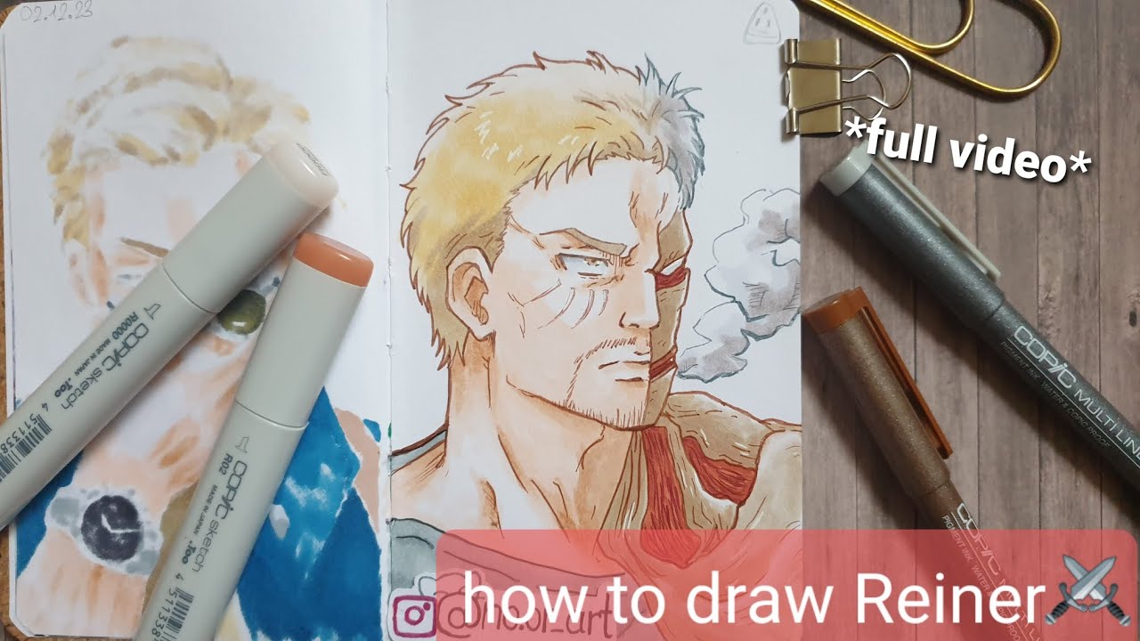 [ASMR] drawing Reiner Braun ⚔ *REAL TIME full video* - YouTube