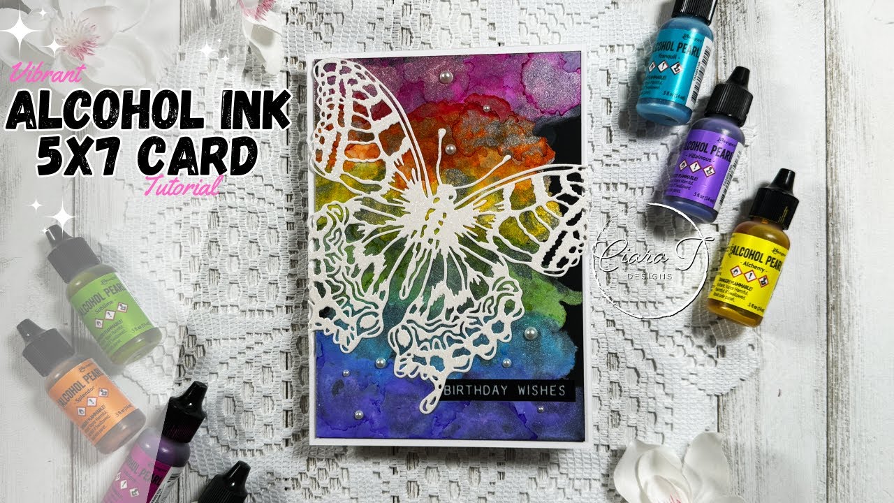 How to Create a Stunning Rainbow Alcohol Ink and Butterfly 5x7 Card ...