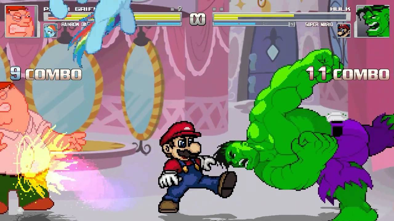 AN Mugen #96: Peter Griffin & Rainbow Dash VS Hulk & Super Mario - YouTube