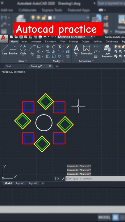 AutoCad practice Drawing | Autocad 2d tutorial for beginners | Drawing ...
