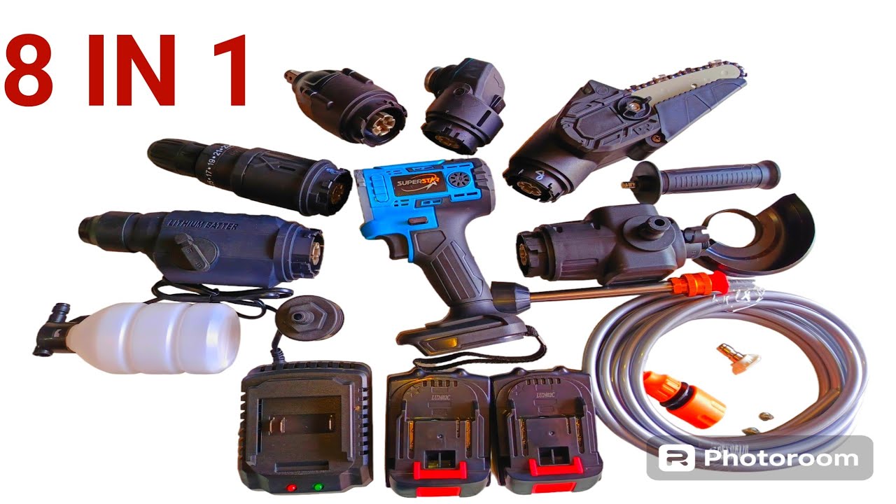 8 IN Cordless Multi Head Power Tool || Rotary Hammer Drill Driver Angle ...