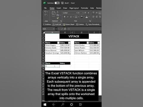 VSTACK Function - MS Excel #excel #tips #vertical #vlookup #asmr # ...