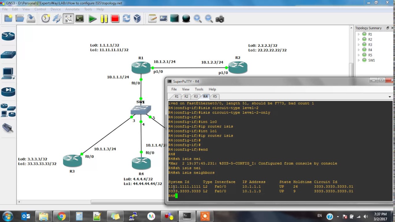 How To Configure Isis Protocol Step By Step Youtube