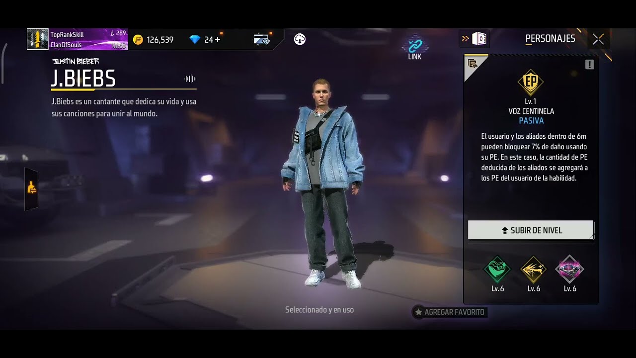 Garena Free Fire - Personajes - J.Biebs - Subiendo al Nivel 6 - YouTube
