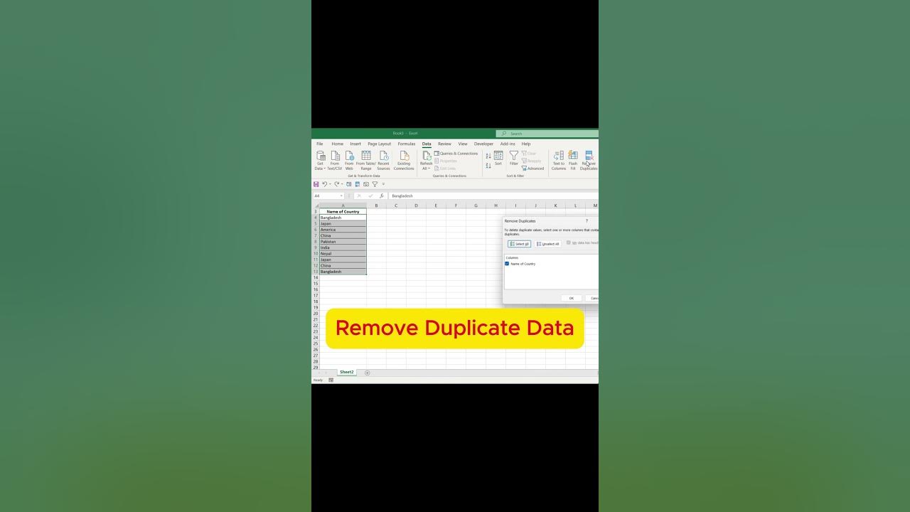 How to Remove Duplicate Data in Excel #excelshorts #exceltips #exceltipsandtricks#viralvideo ...