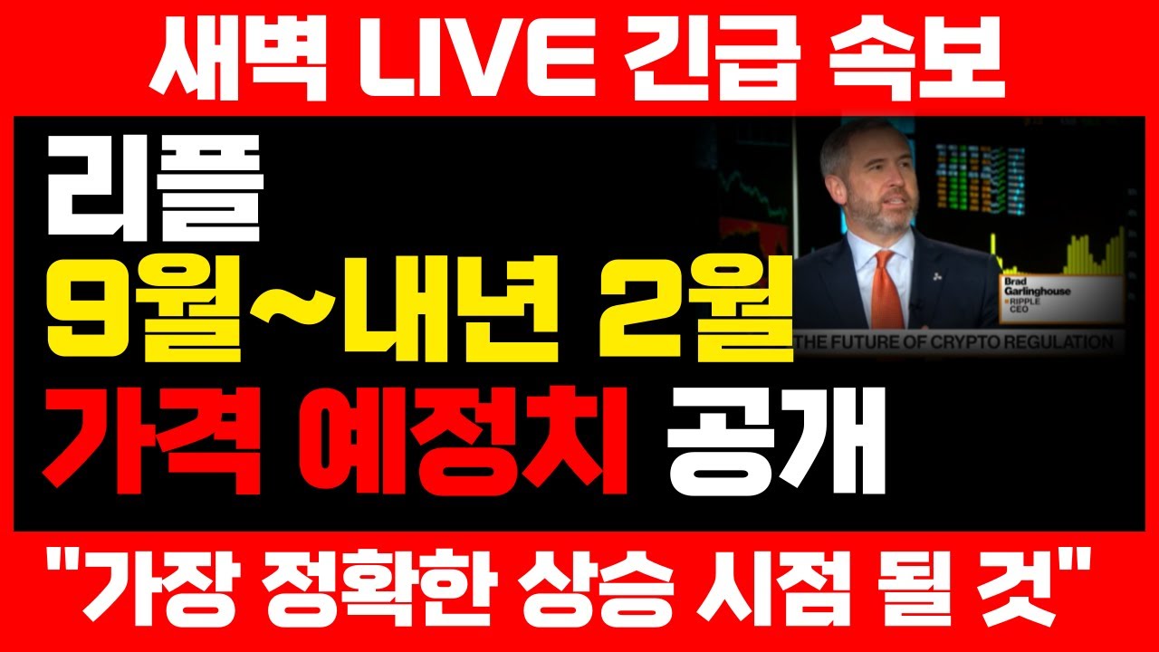 새벽 Live 긴급 속보 리플 9월~ 내년 2월 가격 예정치 공개 가장 정확한 상승 시점 될 것 리플 리플승소 리플급등 리플전망 리플코인 리플대응 리플