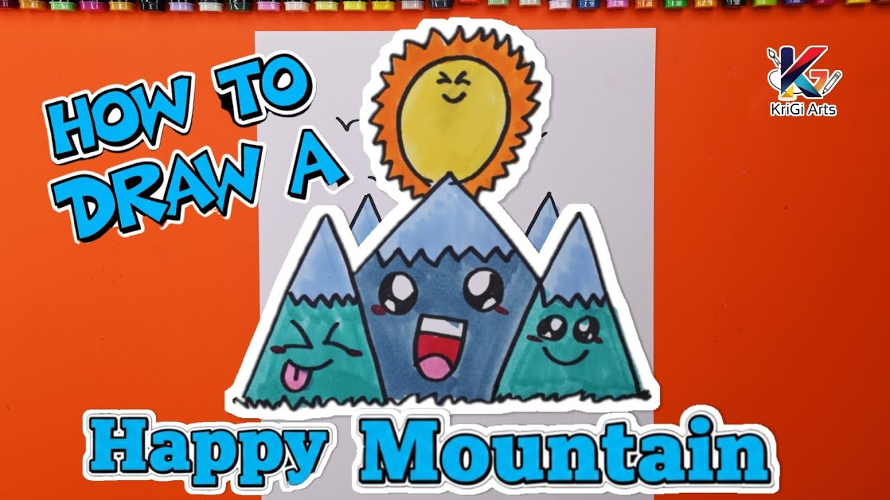 How to Draw a Happy Mountain 😊🏔️ | Easy Step-by-Step Drawing for Kids ...