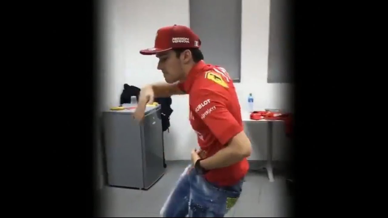 Leclerc shows off his dance moves for 6 seconds - YouTube