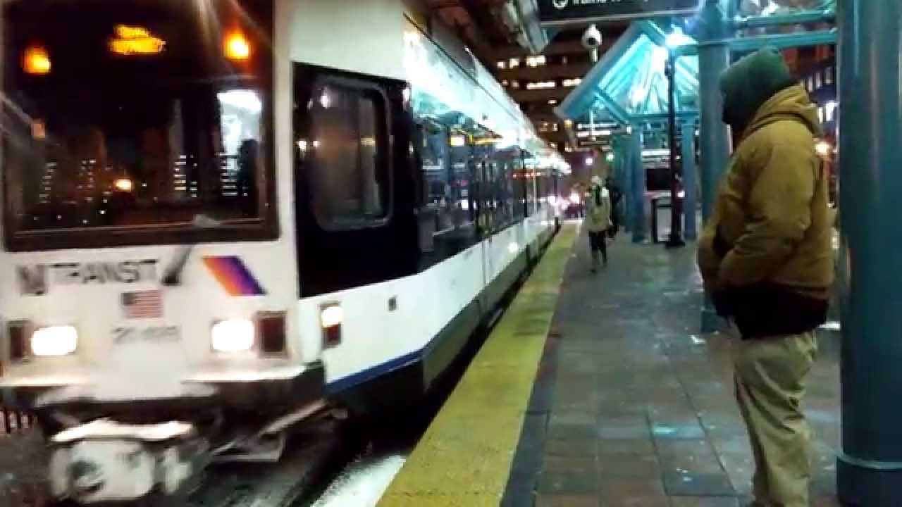 NJT Hudson-Bergen Light Rail - Kinkisharyo LRV #2049 arriving into ...