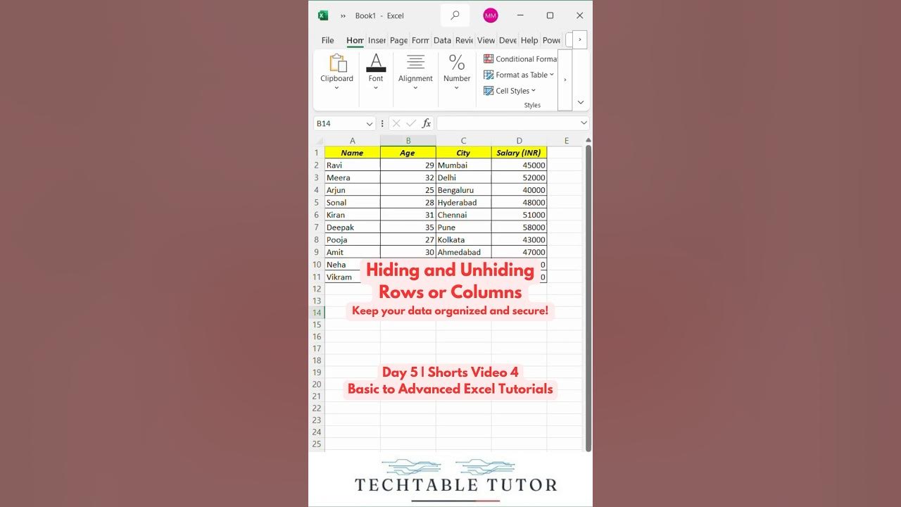 Hide & Unhide in Excel 🔒 Excel Tutorial | Day 5, Video 4 #excel #excelshorts #exceltricks - YouTube