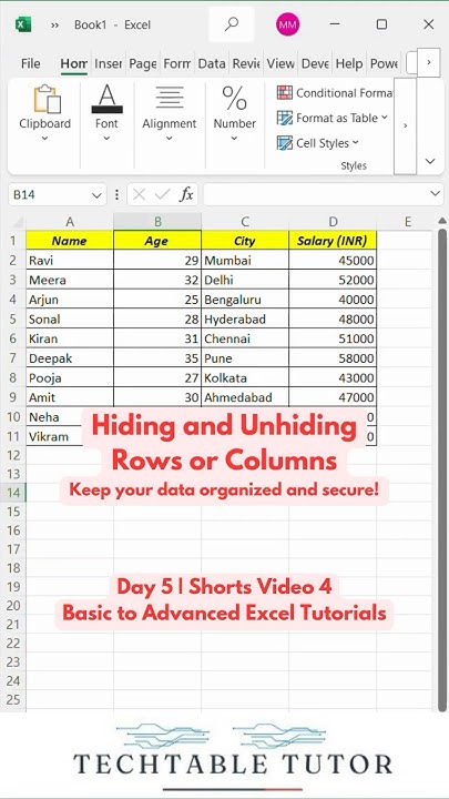 Hide & Unhide in Excel 🔒 Excel Tutorial | Day 5, Video 4 #excel #excelshorts #exceltricks - YouTube