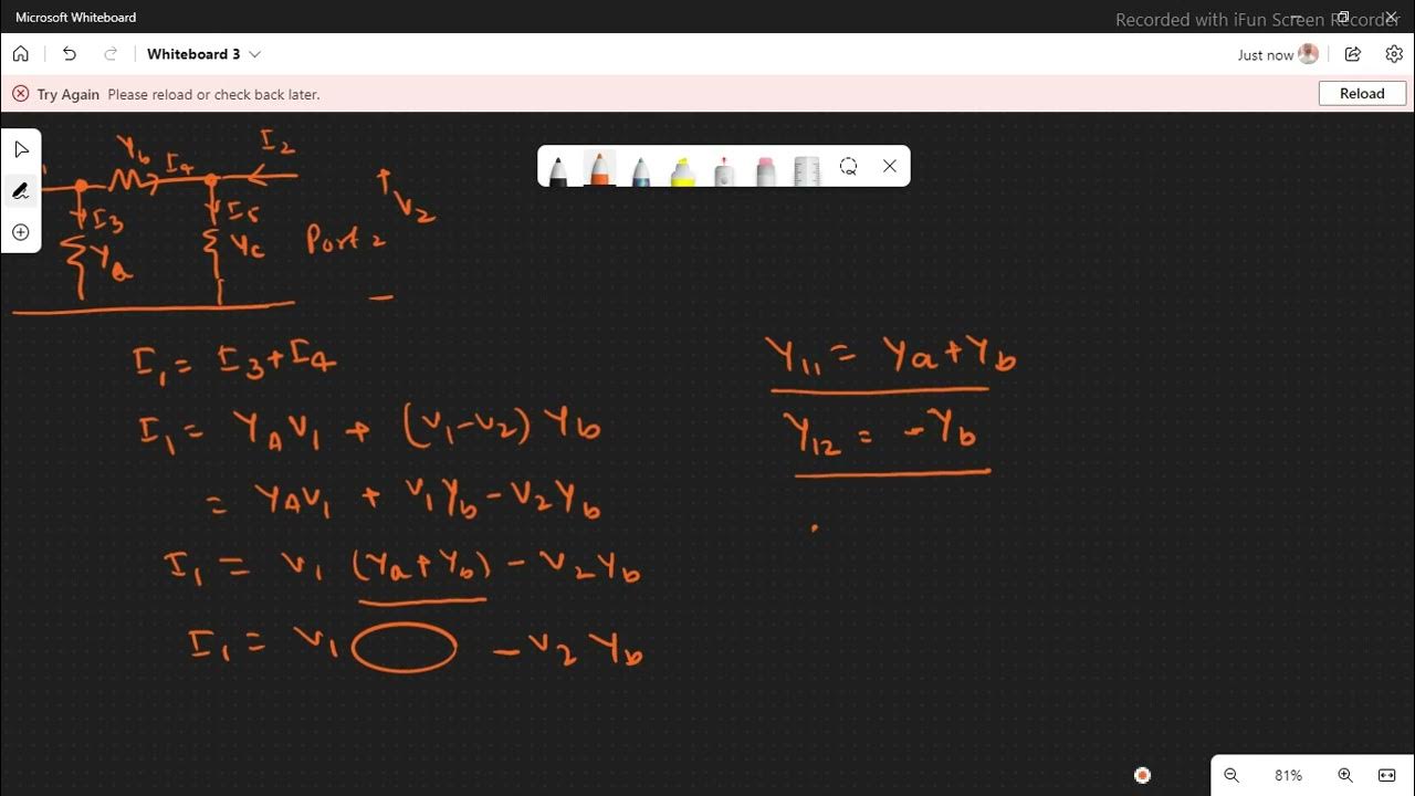 Explanation of Y parameter short circuit admittance parameter with pie network solution - YouTube