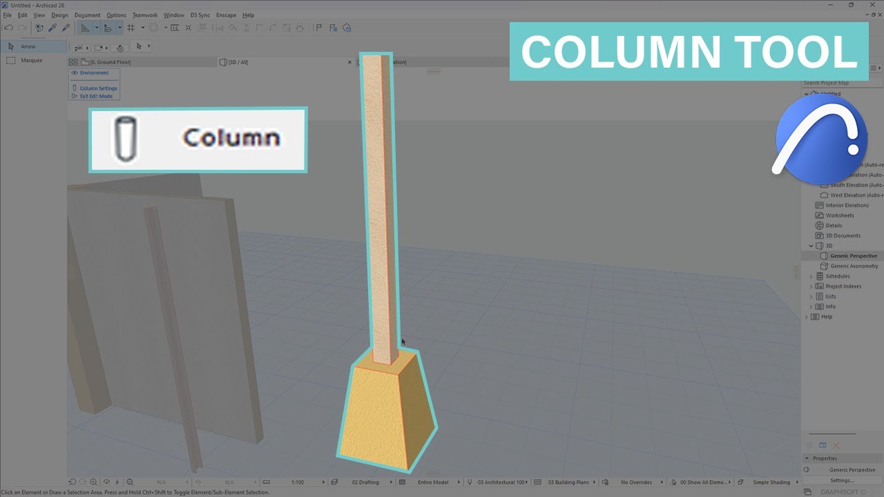 BELAJAR ARCHICAD 3 - COLUMN TOOL - YouTube