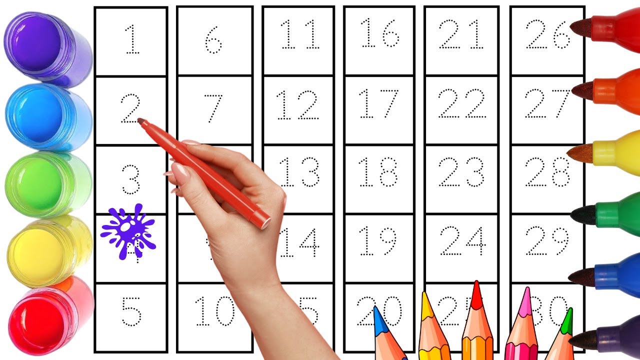 Learning Numbers: Let's Trace & Write 1234 | Educational Video for ...