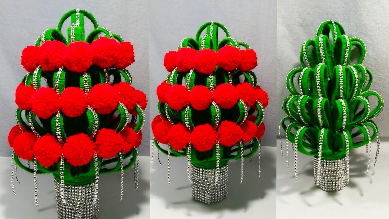 DIY NEW DESIGN WOOLEN GULDASTA/WASTE PLASTIC BOTTLE GULDASTA/NEW CRAFT ...