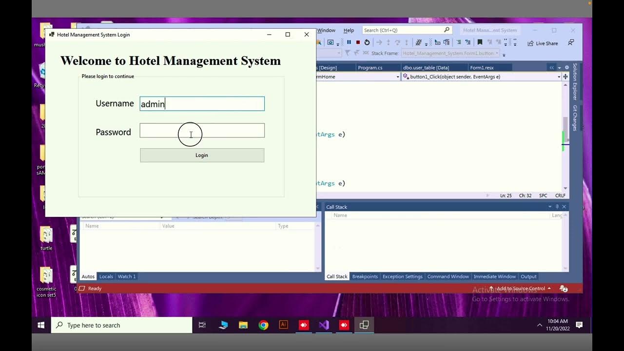 Create forms after login success | Create a Hotel Management System ...