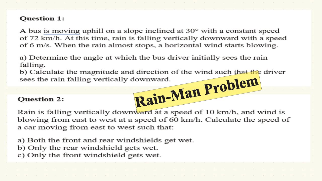 Rain-Man Problem Solved Using the Coordinate System - YouTube